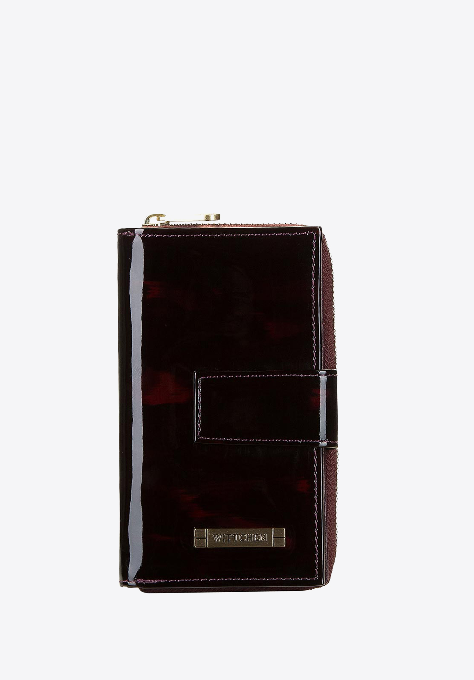 Large tortoise shell patent leather wallet with RFID protection I WITTCHEN