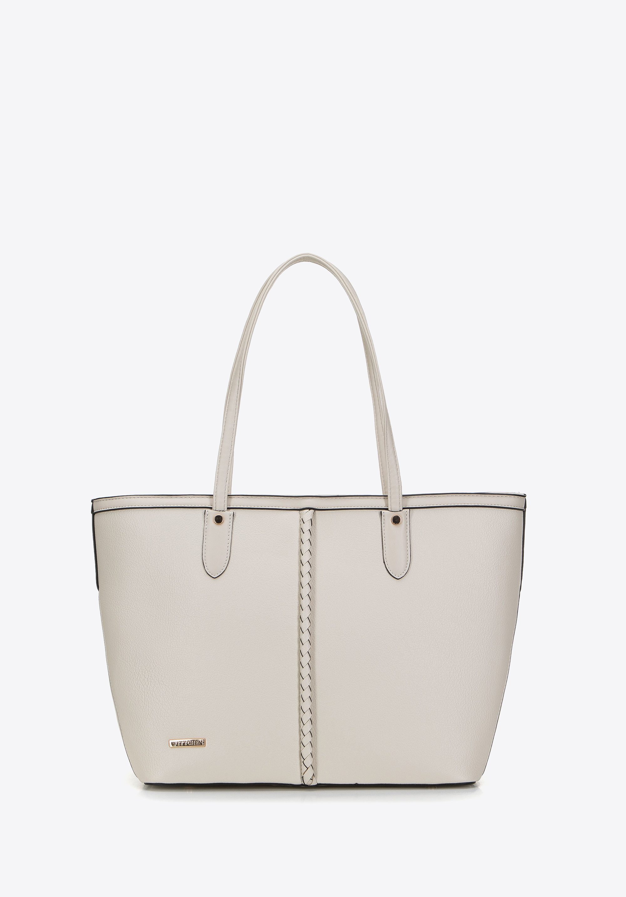 Faux leather shopper bag with braided detail | 98-4Y-606 | Good Prices | Online Store - WITTCHEN